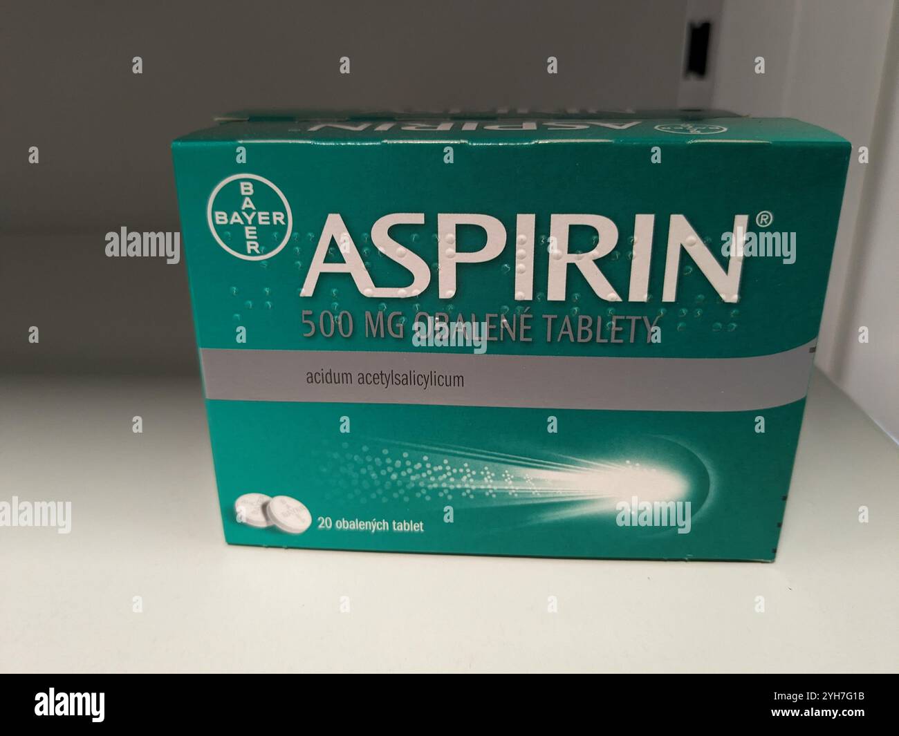 Prague,Czech Republic-August 8 2024:ASPIRIN box with ACETYLSALICYLIC ...