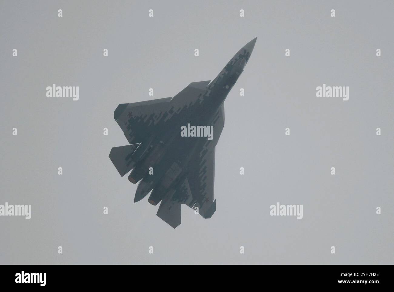 A SU-57 stealth fighter from Russia performs during the Zhuhai Airshow ...