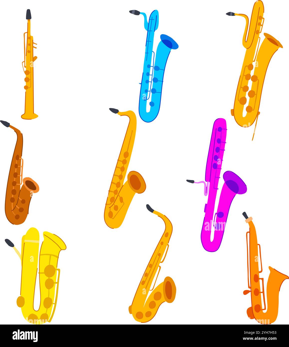 saxophone set cartoon vector illustration Stock Vector Image & Art - Alamy