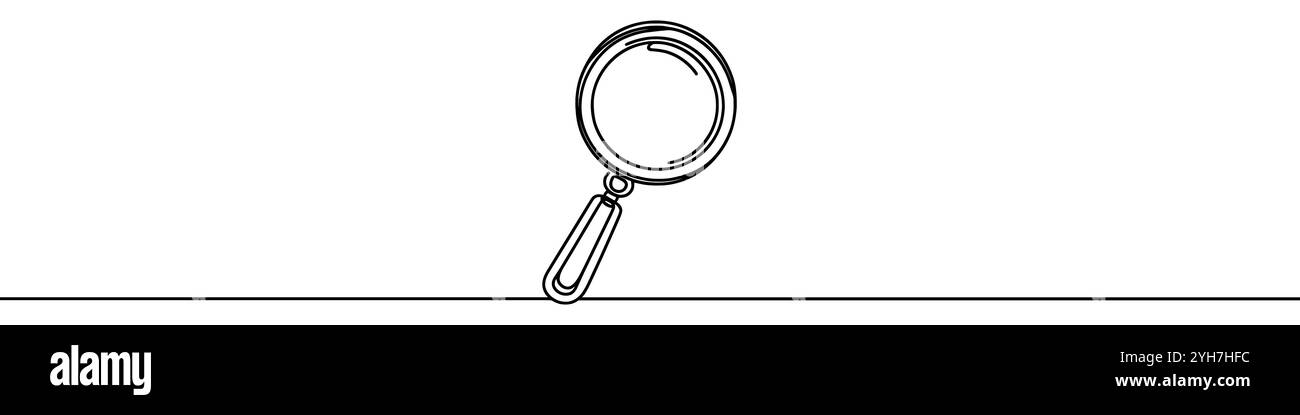 Minimalist vector illustration depicting a magnifying glass made of one ...
