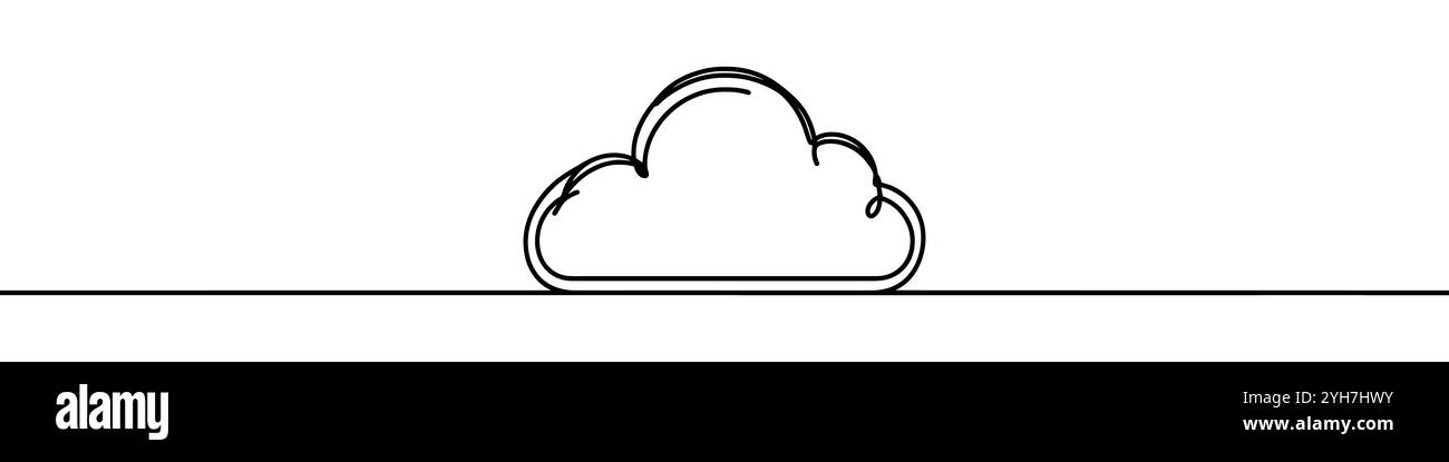 One continuous line illustration of a cloud, isolated on white ...
