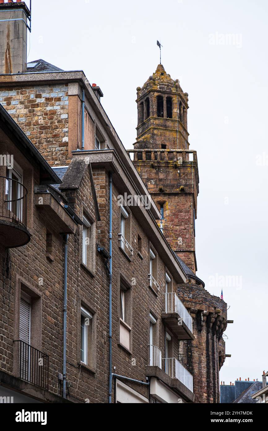 Architecture of the town of Vire in Normandy in France with its church ...