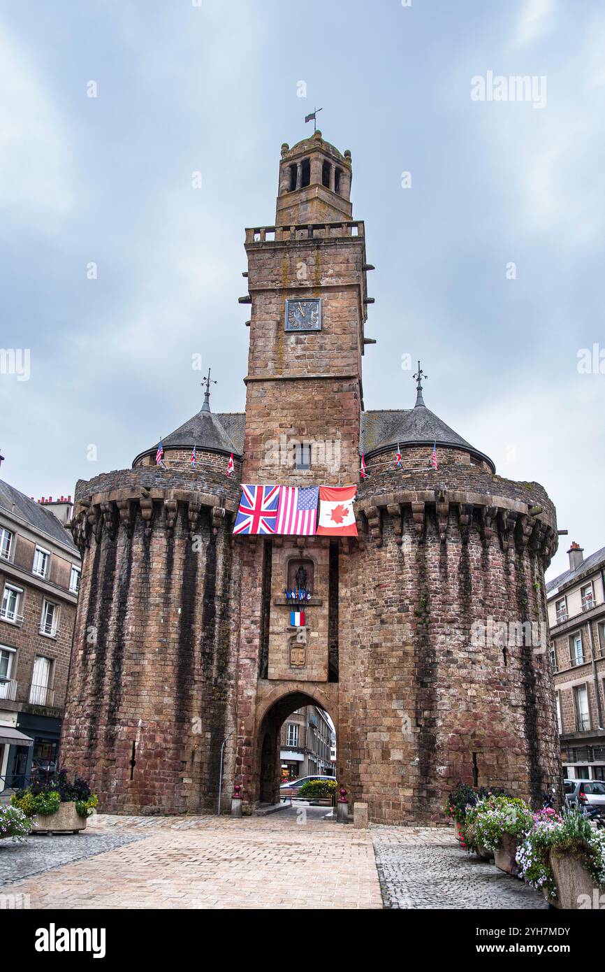 Architecture of the clock tower in the town of Vire in Normandy in ...