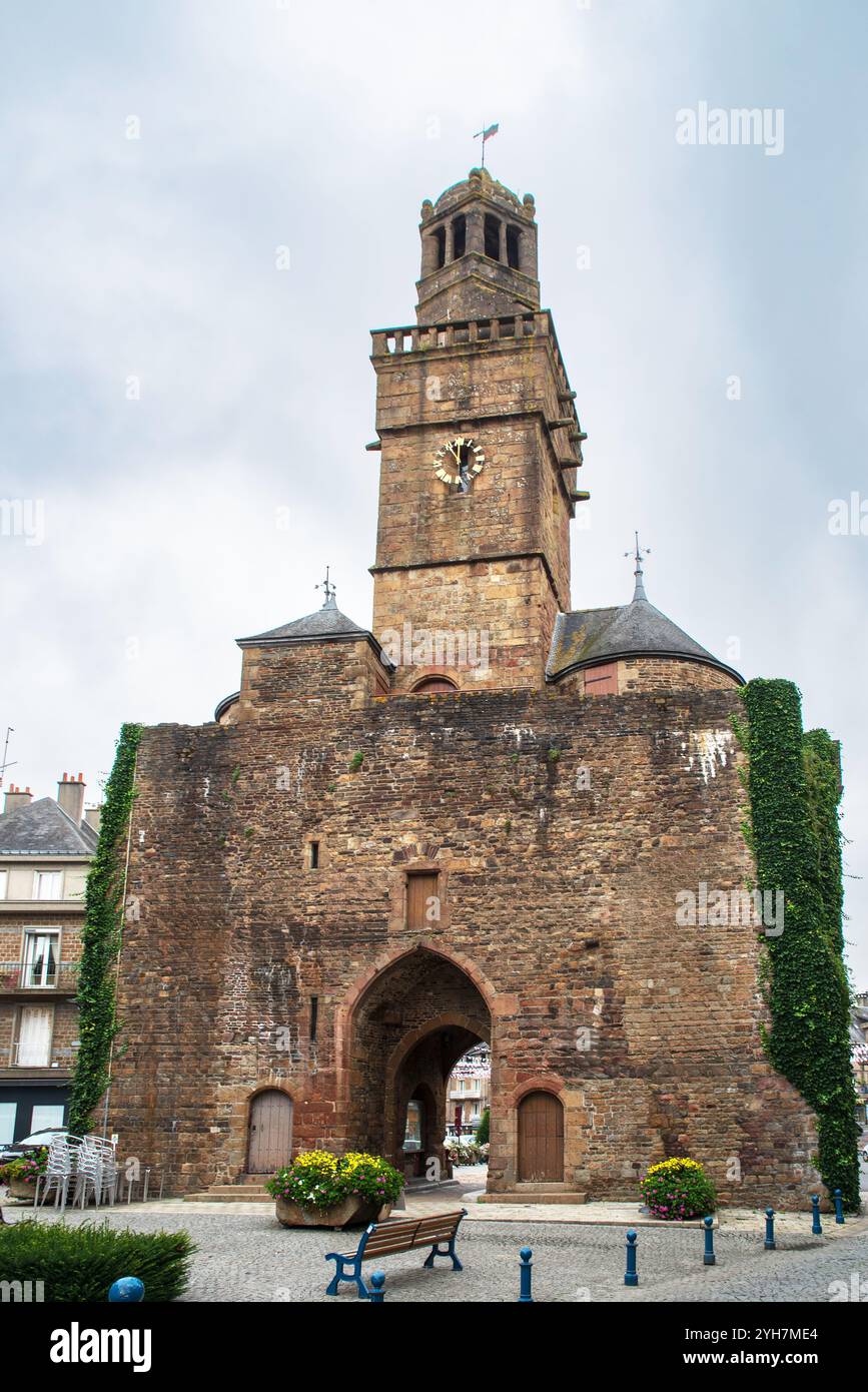 Architecture of the clock tower in the town of Vire in Normandy in ...