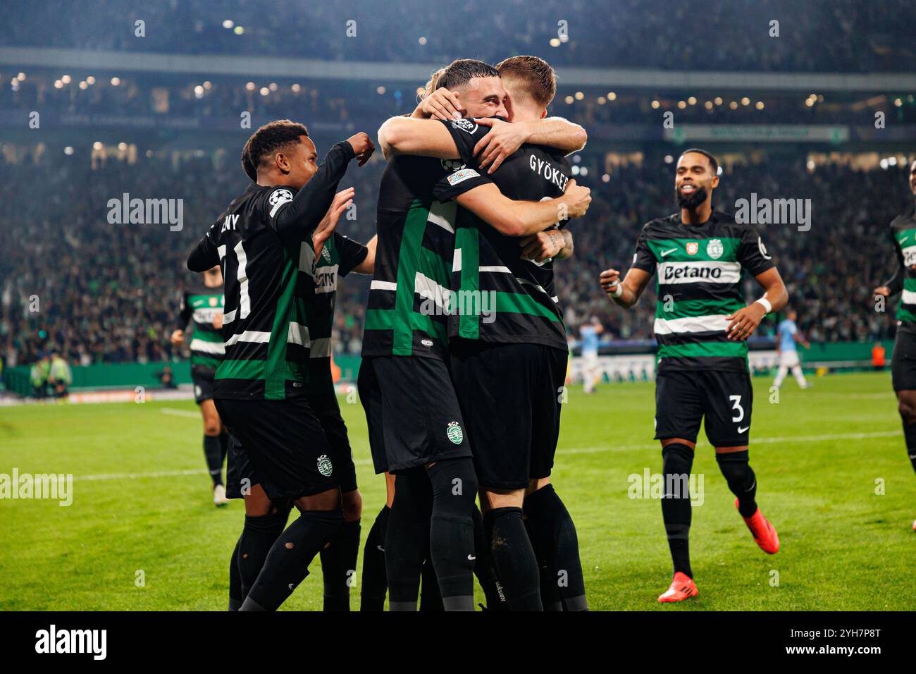 Viktor Gyokeres seen celebrating after scoring goal during UEFA ...