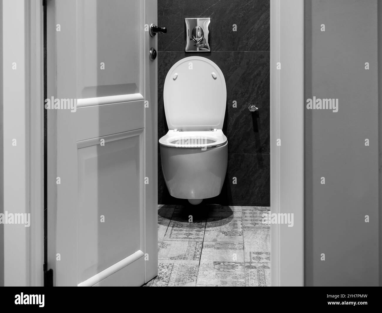 White luxury clean ceramic toilet bowl inside the toilet room with upvc ...
