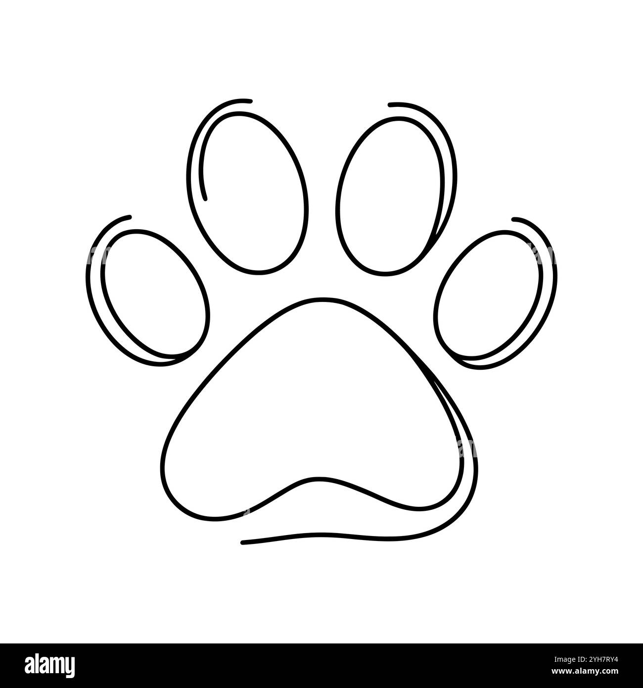 Continuous line drawing of a paw print creating a modern and minimalist ...