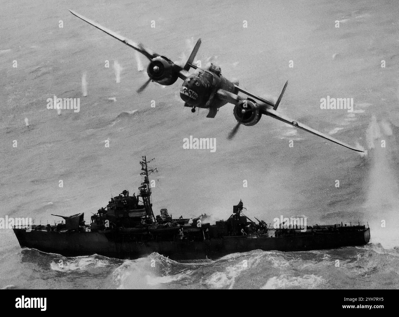 "Ruthless Ruth", a North American B-25 Mitchell medium bomber strafing ...