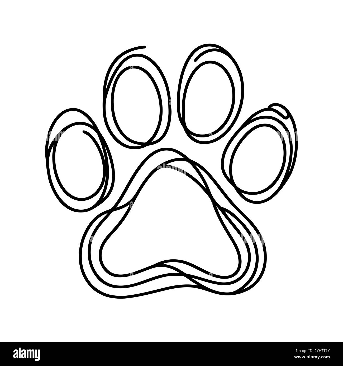 Continuous line drawing of a paw print creating a modern and minimalist ...