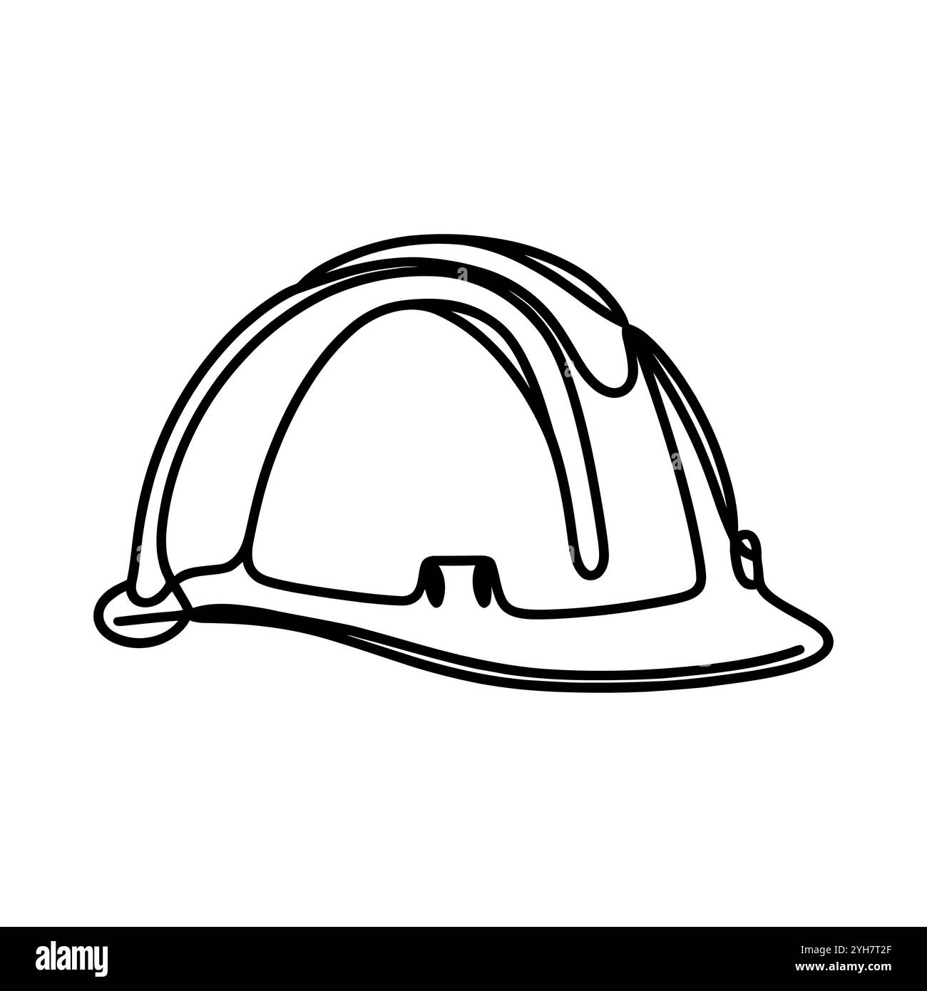 Black line drawing of a hard hat icon, representing construction and ...