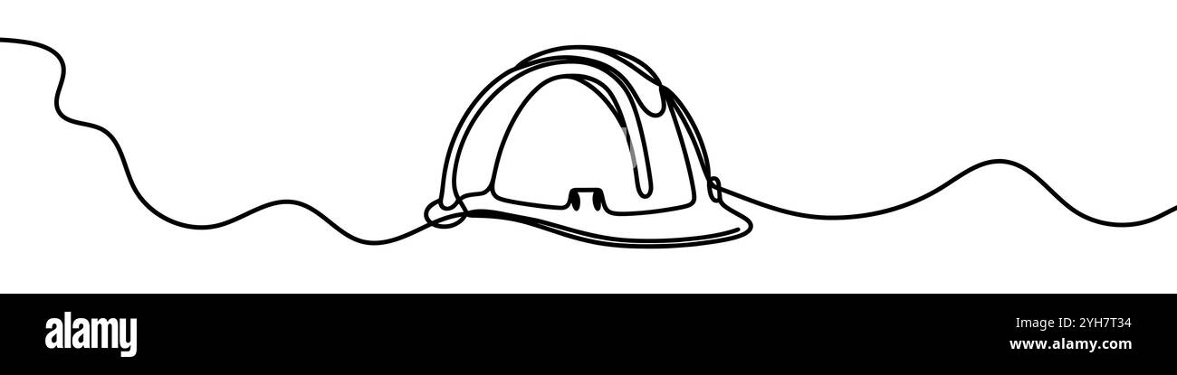 Continuous line drawing of a safety helmet for construction workers ...