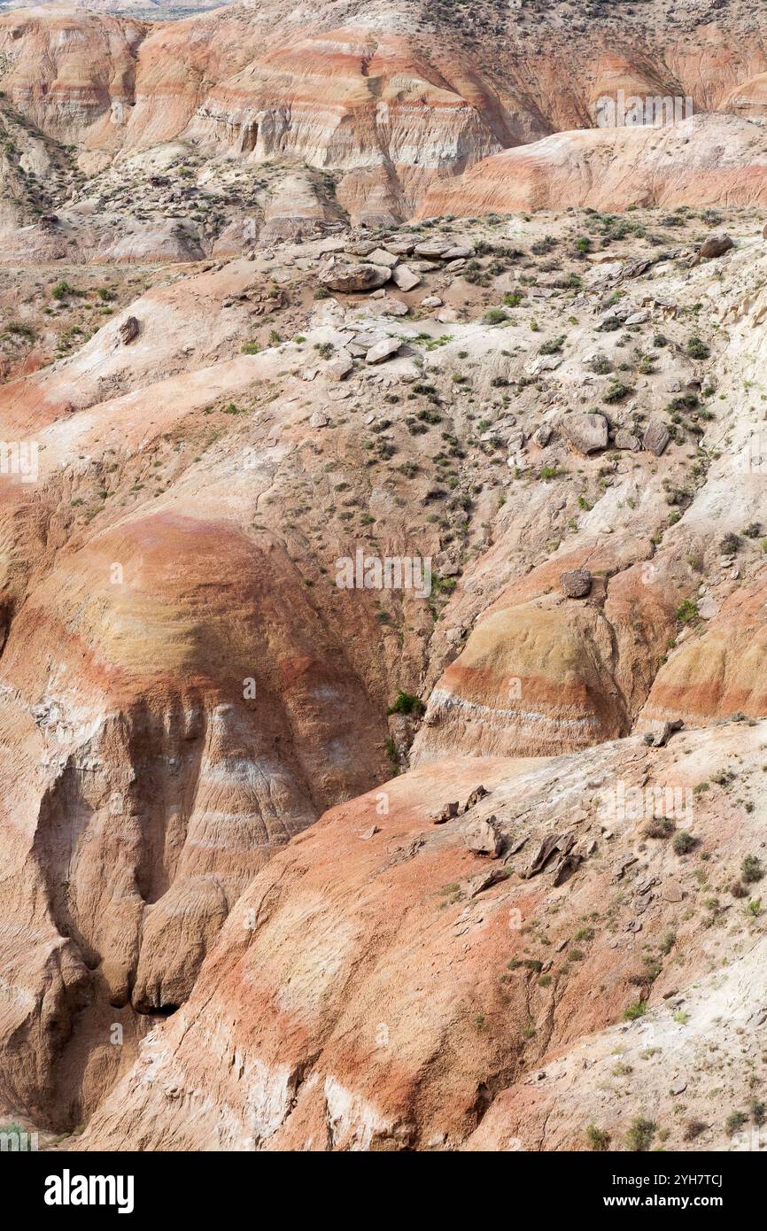 Eroded badlands create abstract shapes in the Bighorn Basin in north ...