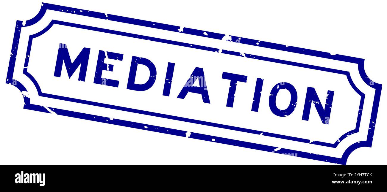 Grunge blue mediation word rubber seal stamp on white background Stock ...