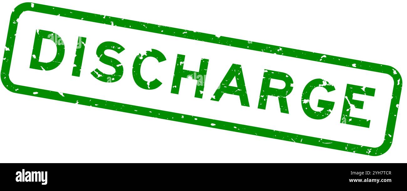 Grunge green discharge word rubber seal stamp on white background Stock ...