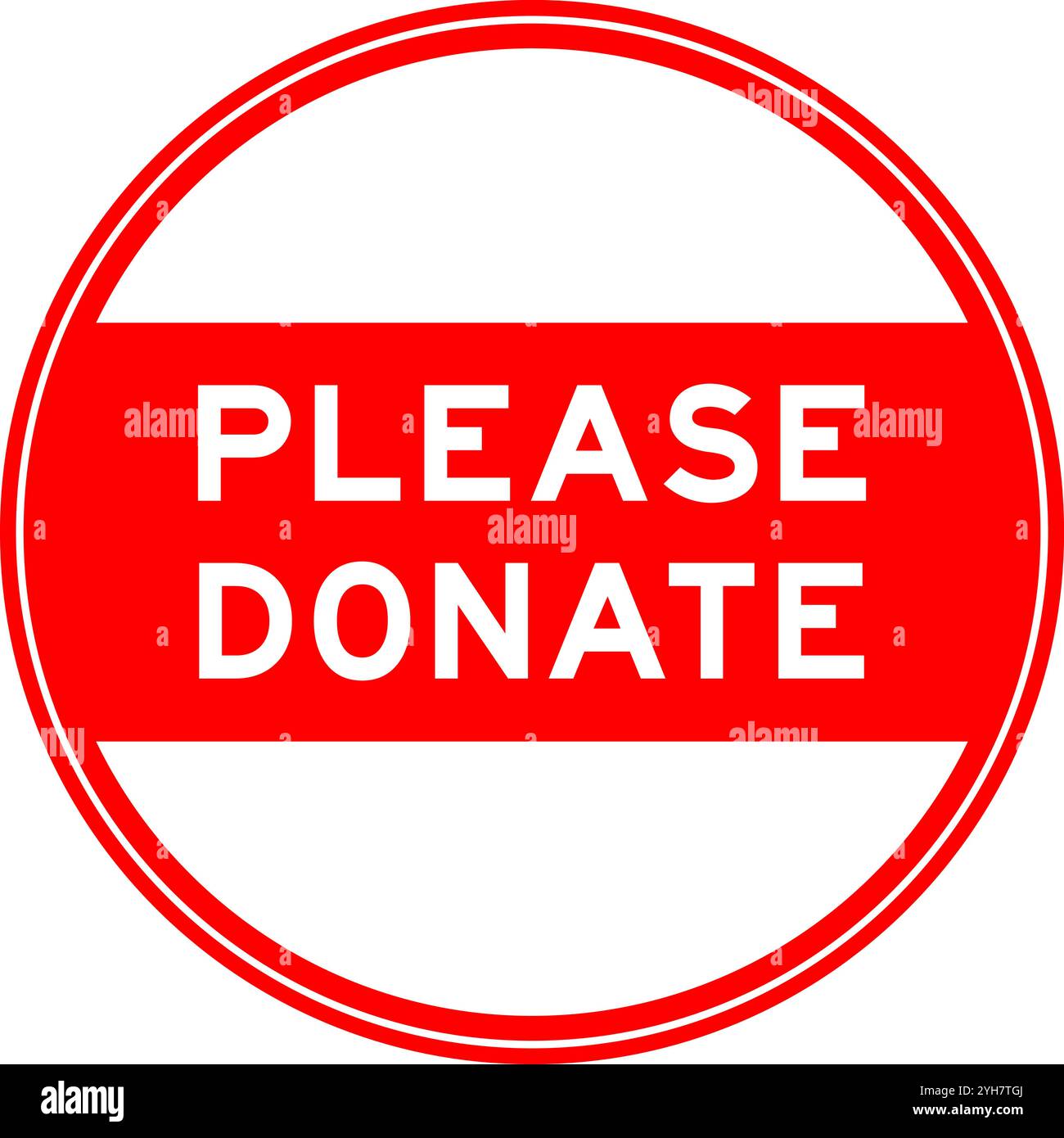 Red color round seal sticker in word please donate on white background ...