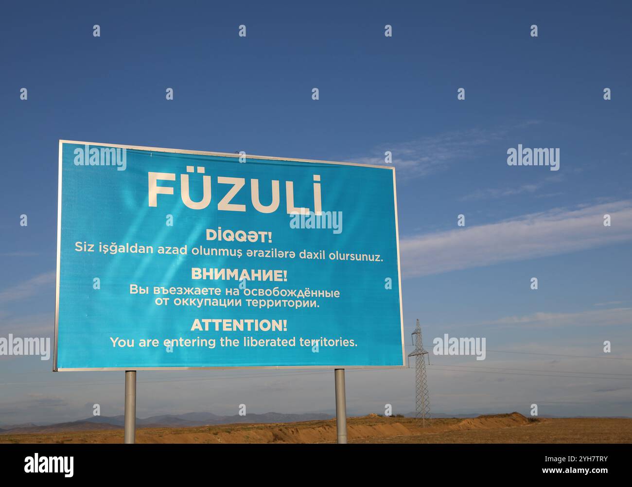 Road sign at Fuzuli in Karabakh Stock Photo - Alamy