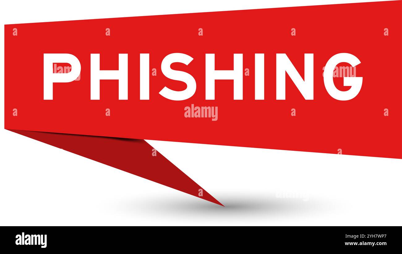 Red color speech banner with word phishing on white background Stock ...