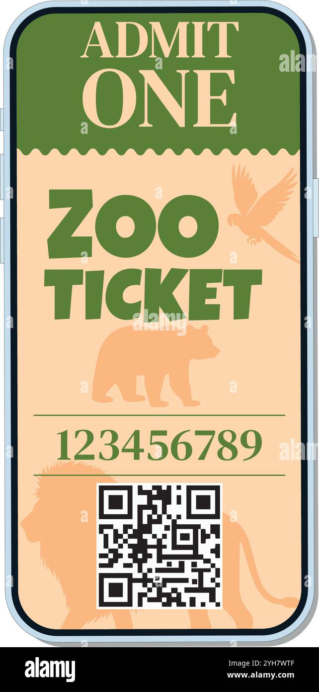 Zoo e-ticket, admit one, animals Stock Vector Image & Art - Alamy