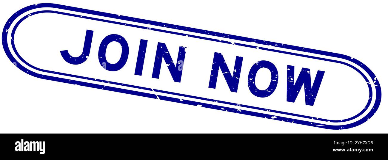 Grunge blue join now word rubber seal stamp on white background Stock ...