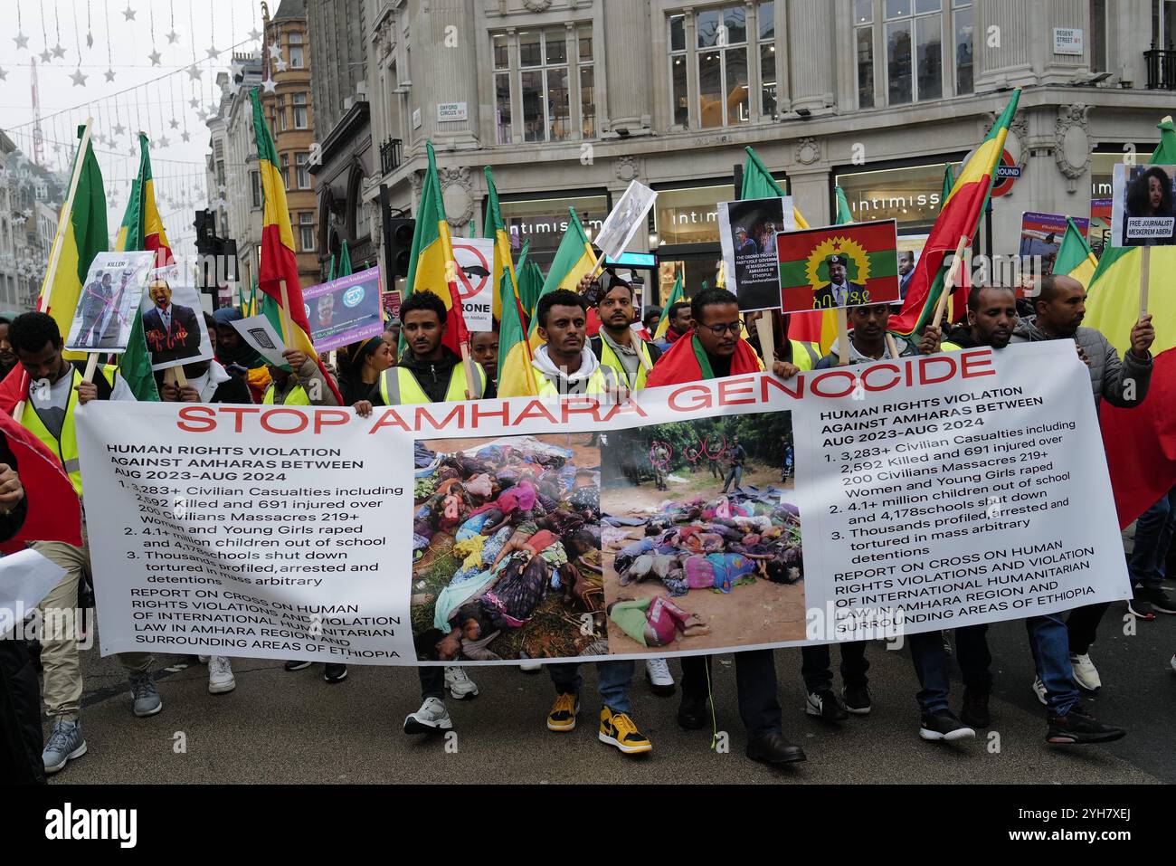 London, England, UK. 10th Nov, 2024. Members of the Amhara Association ...
