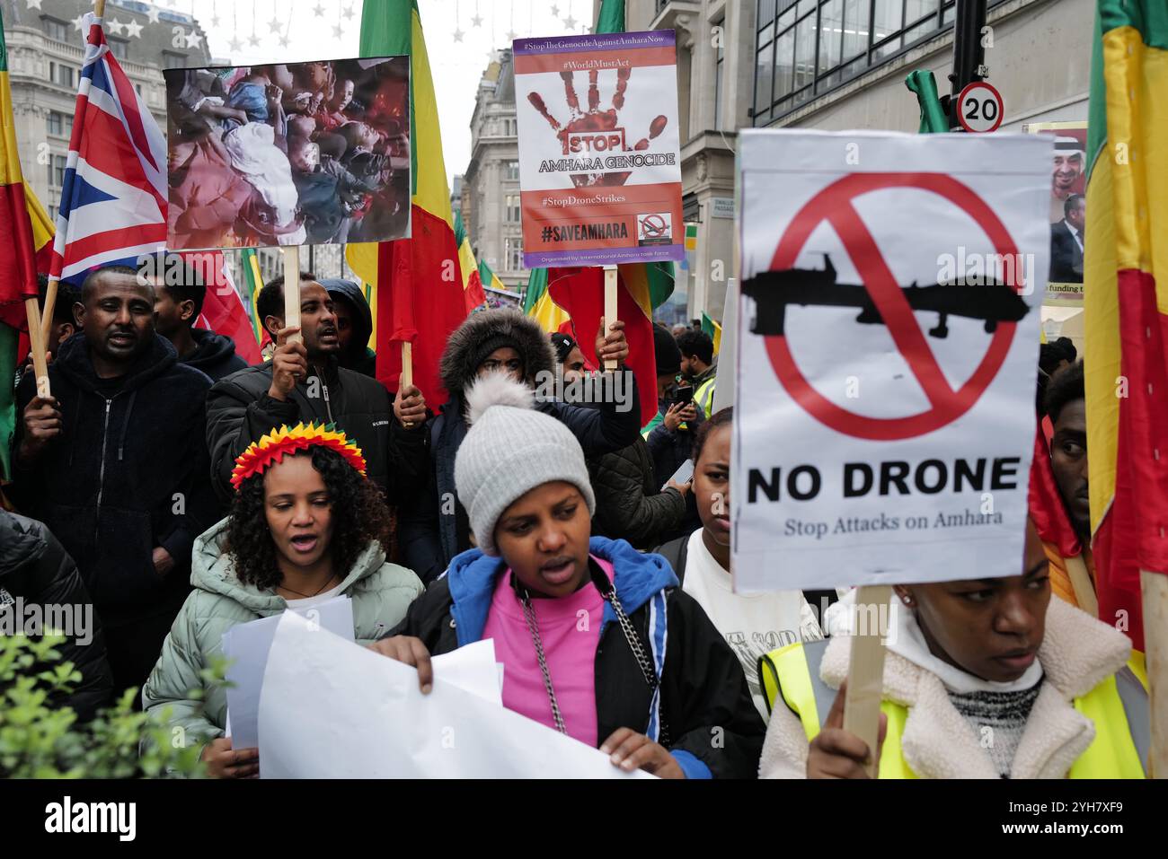 London, England, UK. 10th Nov, 2024. Members of the Amhara Association ...