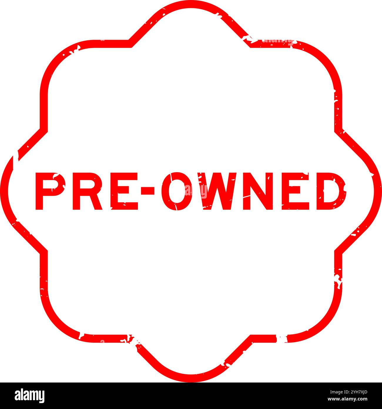 Grunge red pre-owned word rubber seal stamp on white background Stock ...