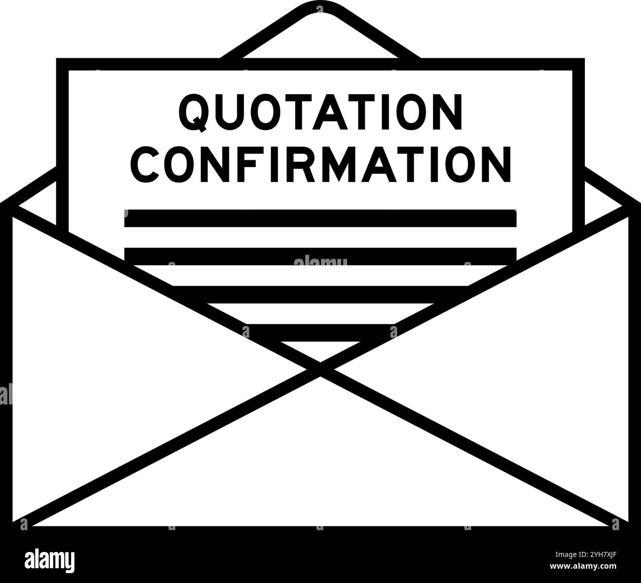 Envelope and letter sign with word quotation confirmation as the ...
