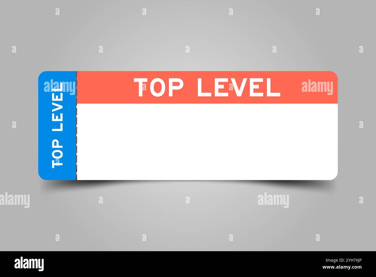 Blue and orange color ticket with word top level and white copy space ...