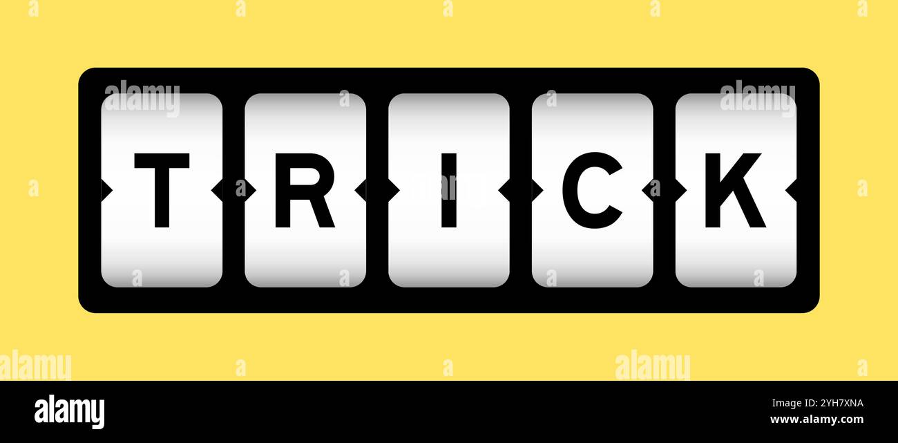 Black color in word trick on slot banner with yellow color background ...