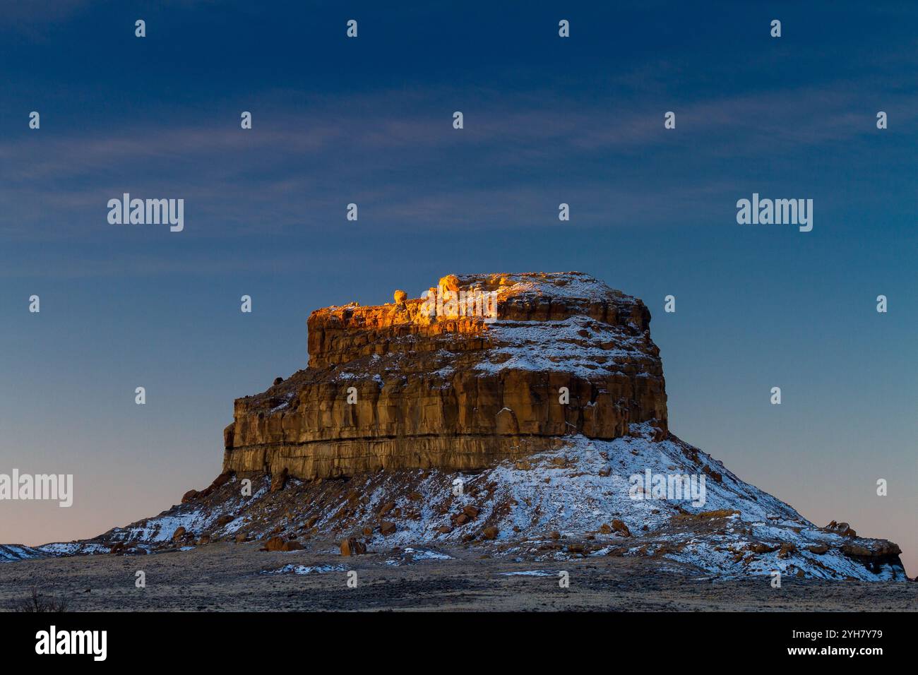 The sun rises on the top of Fajada Butte of Chaco Culture National ...