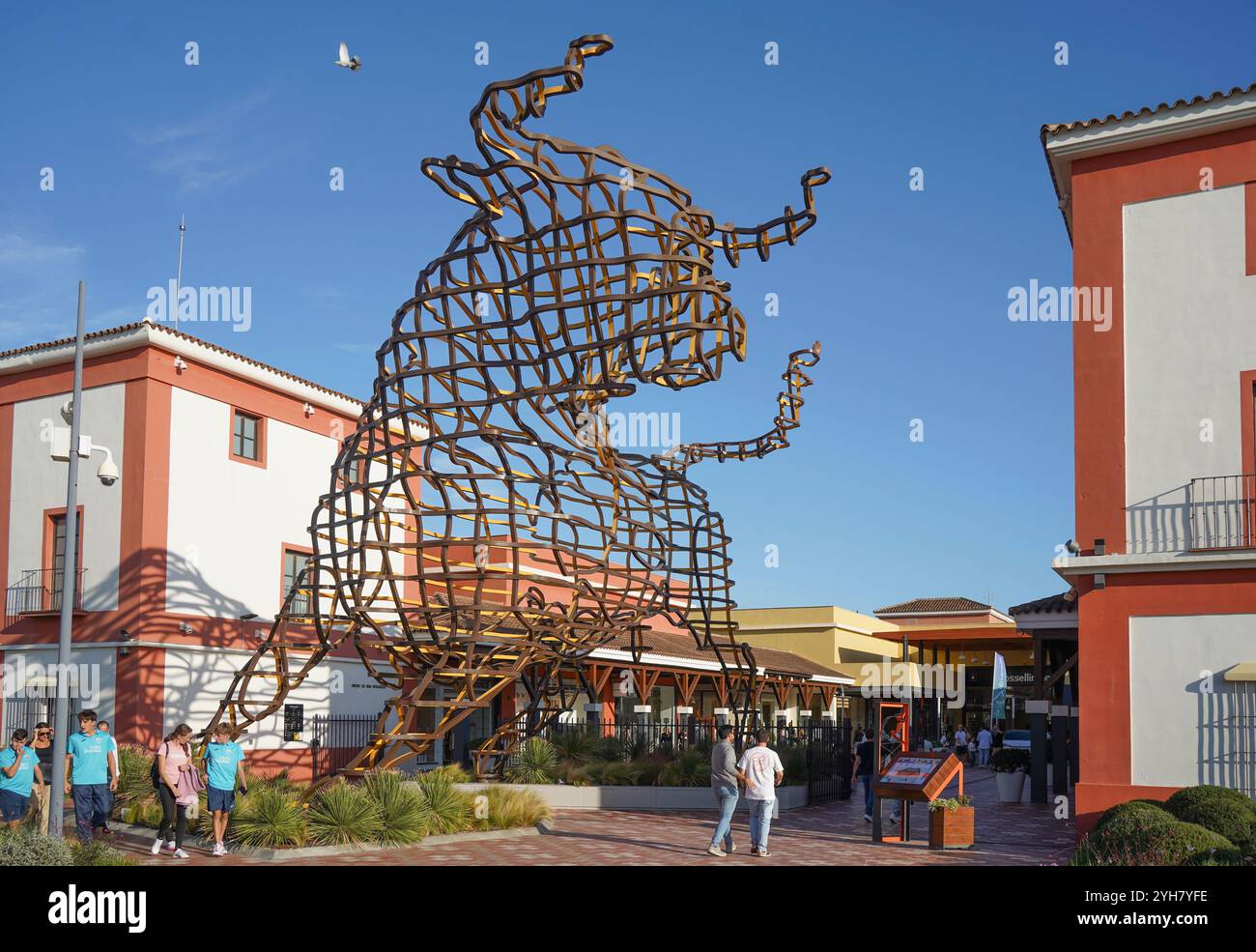 Big decorative bull in Plaza mayor Malaga, shopping centre, Malaga ...