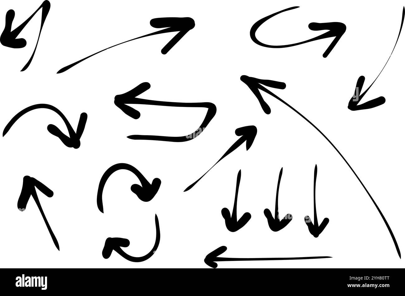 Various hand-drawn arrows illustrate direction and movement creatively ...