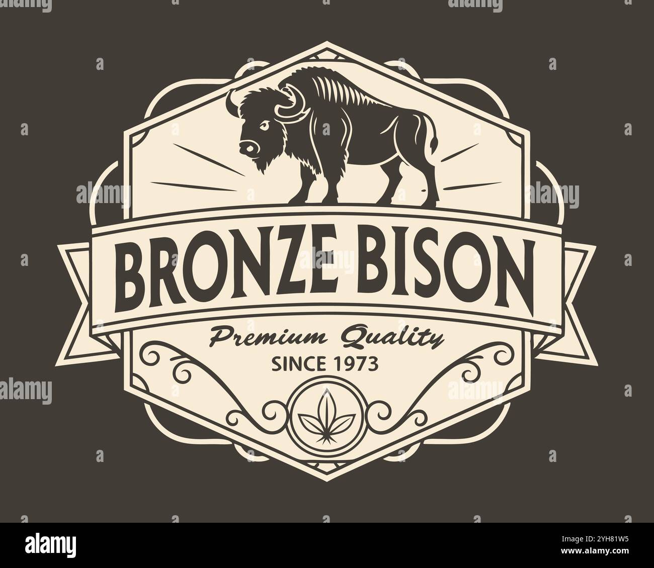 Bison bison vintage label, emblem, badge, vector illustration Stock ...