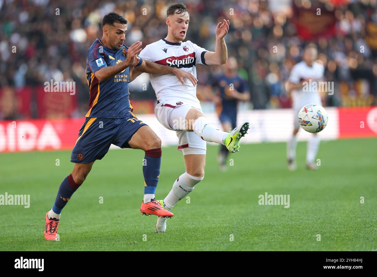 Rome, Italy 10.11.2024 : Zeki Celik of Roma, Sam Beukema of Bologna ...