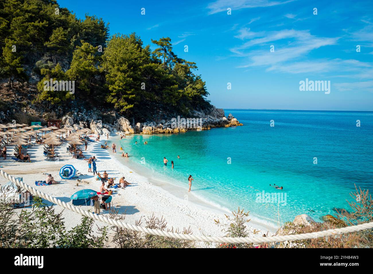 Marble Beach in Thassos Greece with turquoise water and the white sand ...