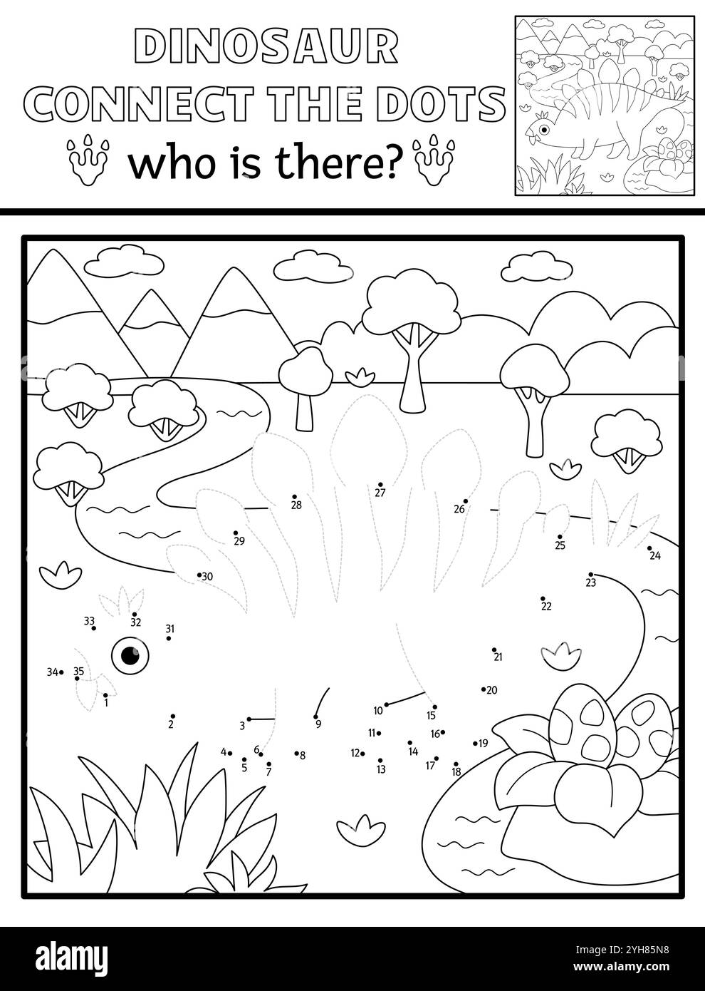 Vector black and white dot-to-dot and color line activity with ...