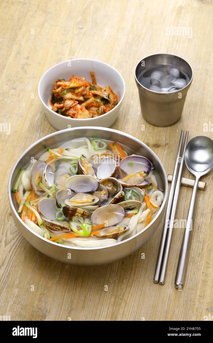 Bajirak Kalguksu ( knife cut noodle soup with short neck clam and ...