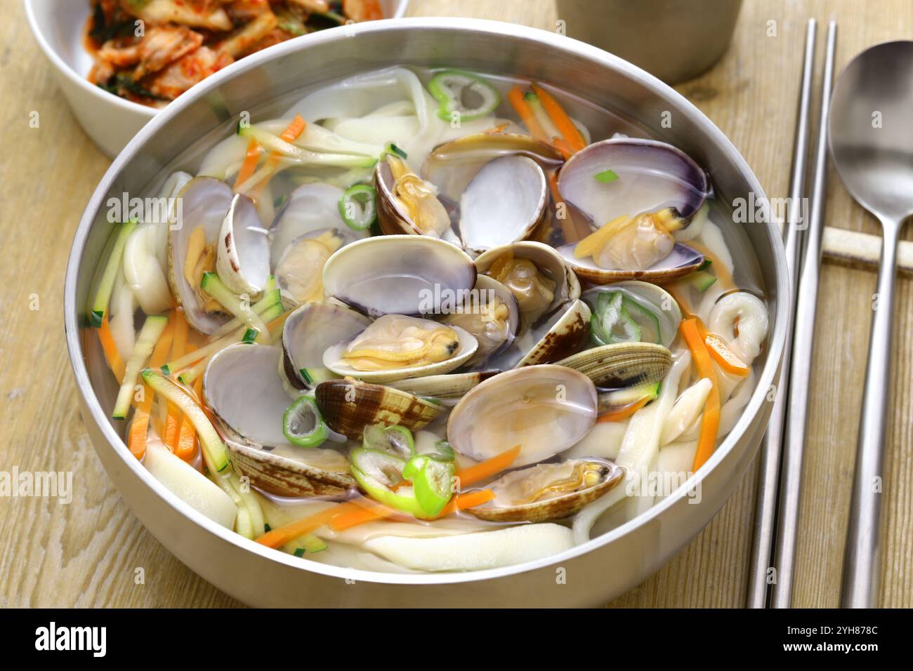 Bajirak Kalguksu ( knife cut noodle soup with short neck clam and ...
