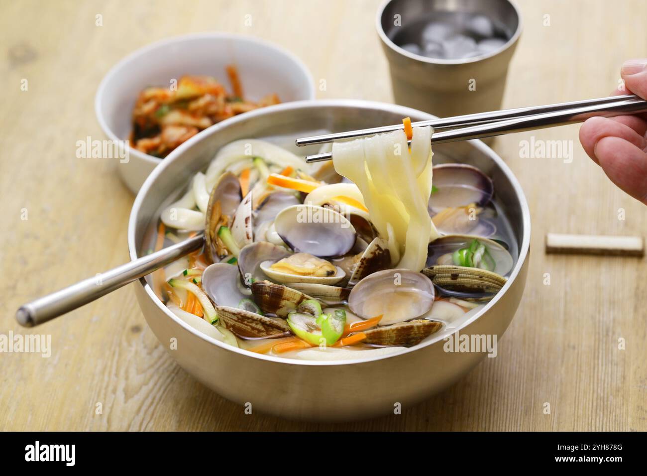 Bajirak Kalguksu ( knife cut noodle soup with short neck clam and ...