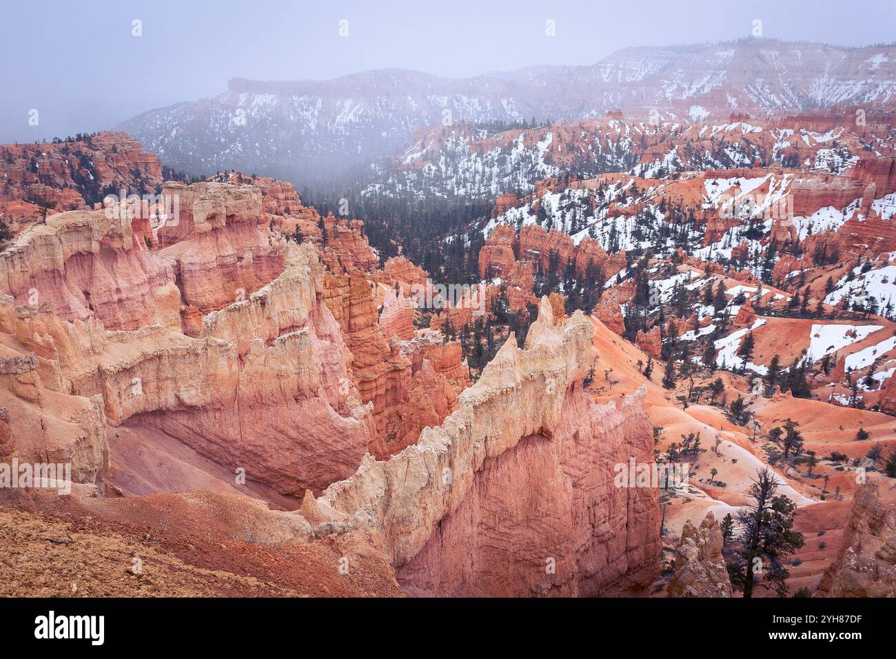 Snow showers lifting over the hoodoos of Bryce Canyon. Bryce Canyon ...