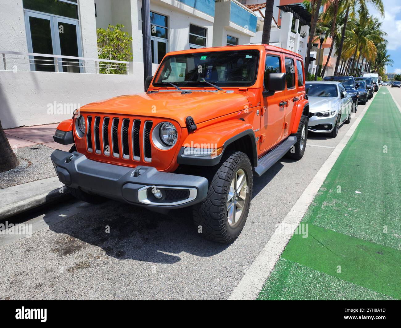 Miami Beach, Florida USA - June 8, 2024: 2018 Jeep Wrangler Unlimited ...