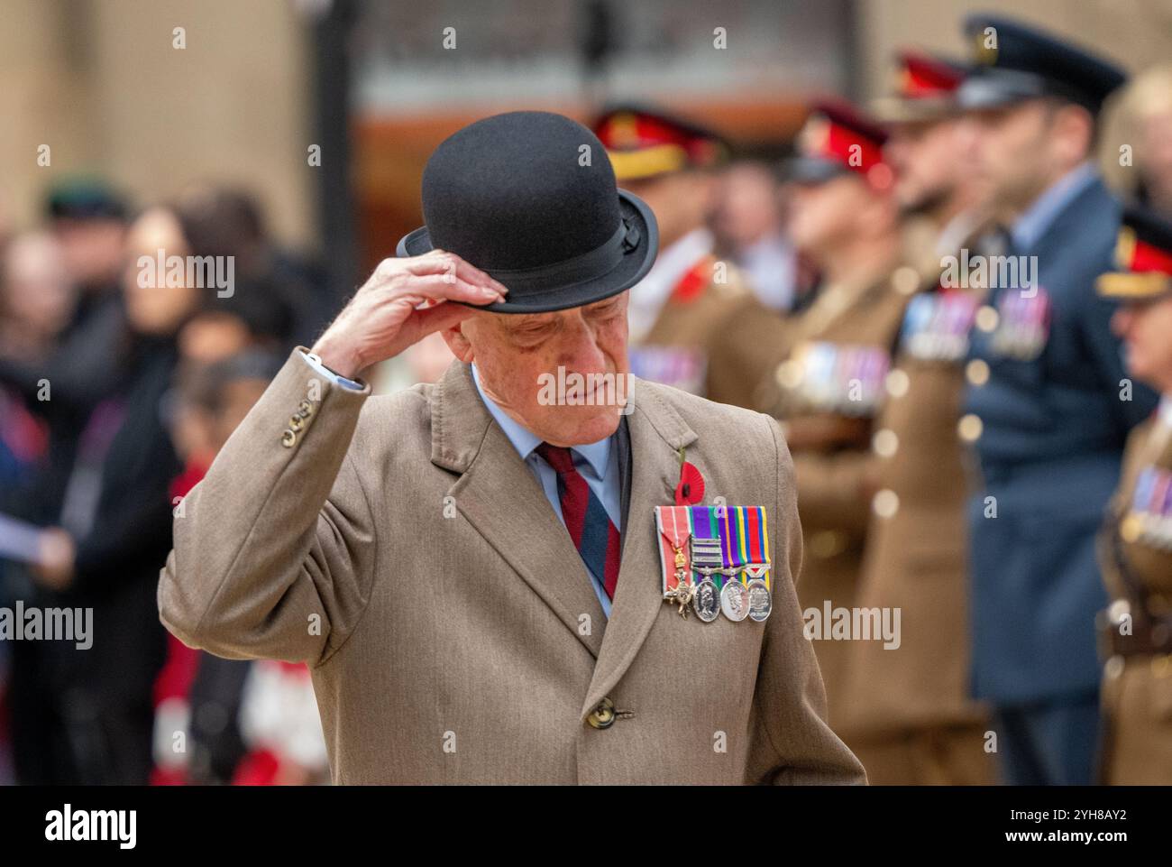 Manchester, UK. 10th Nov, 2024. Brigadier AG Ross OBE (centre) arrives ...