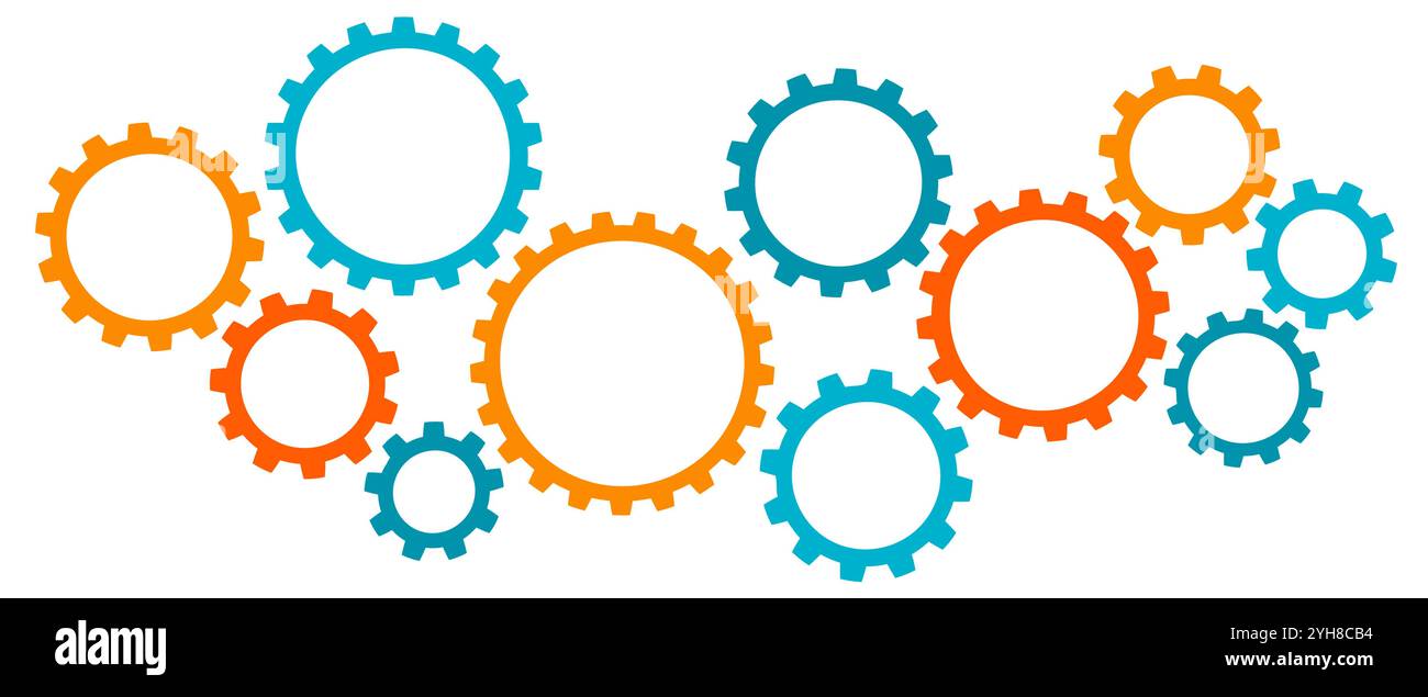 Abstract multicolor background of gears. Design of gear mechanisms ...