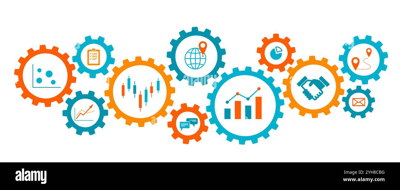 financial, graph, business, management, concept, cog, industry ...