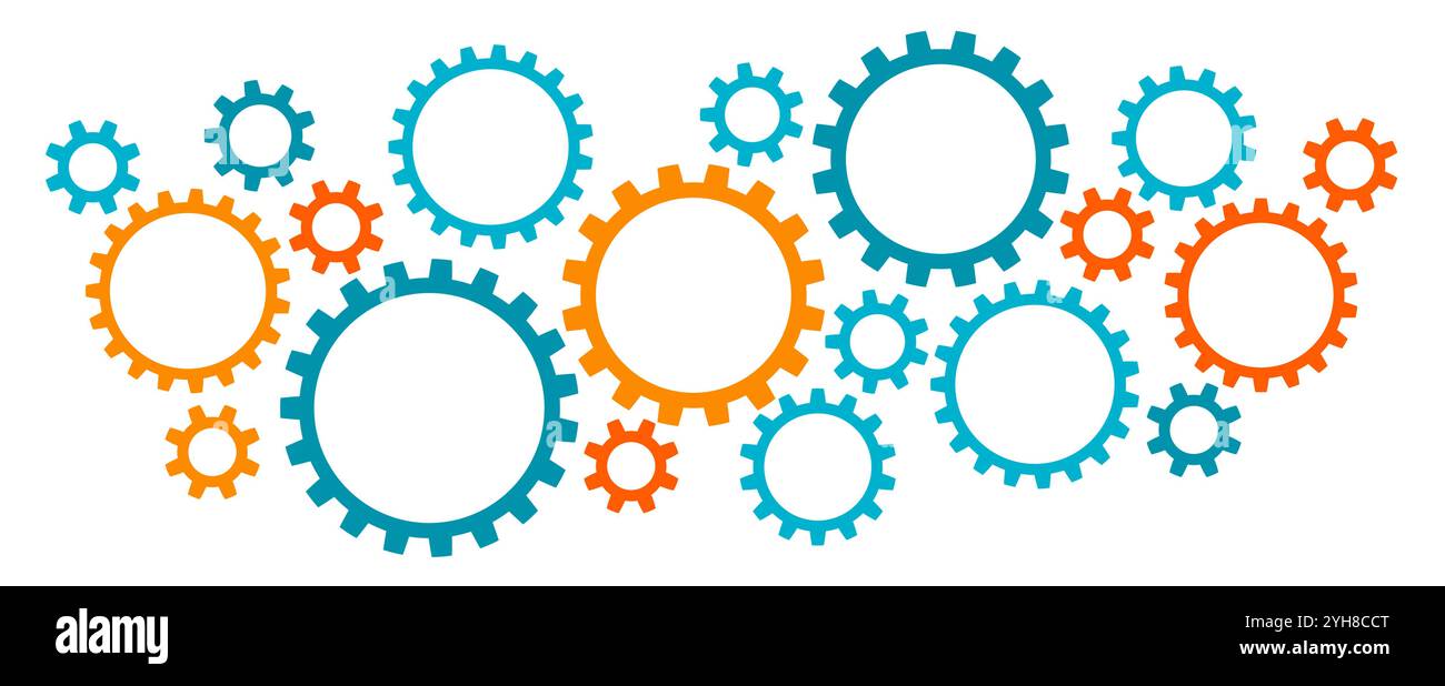 Abstract multicolor background of gears. Design of gear mechanisms ...