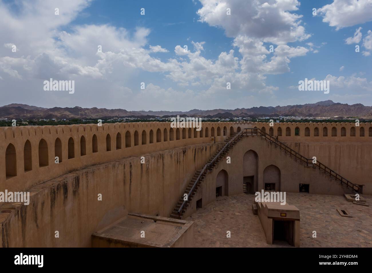 inside Nizwa Fort, the ancient fortification of Nizwa, Oman Stock Photo ...