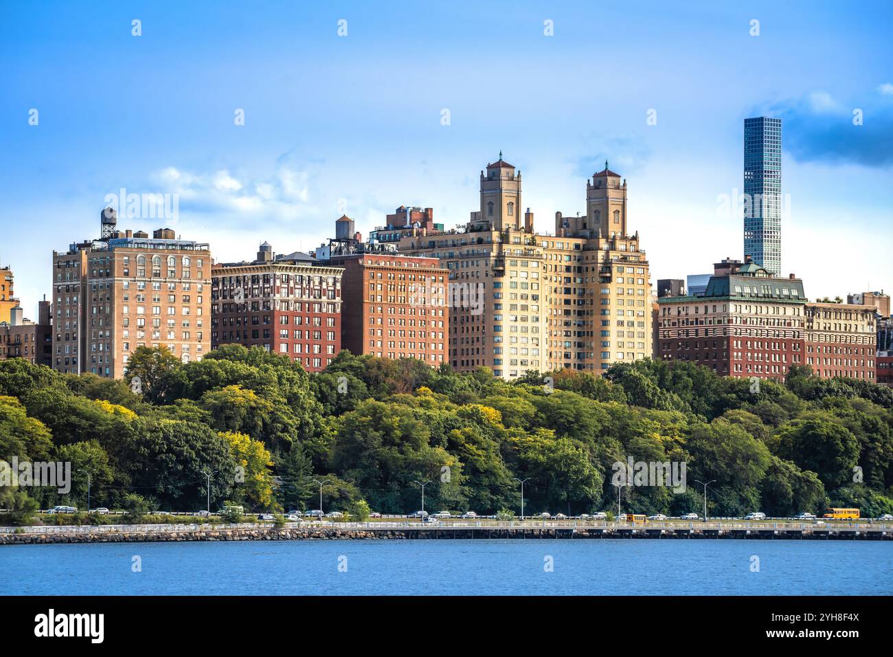 Upper West Side in New York city view from Hudson river, largest city ...