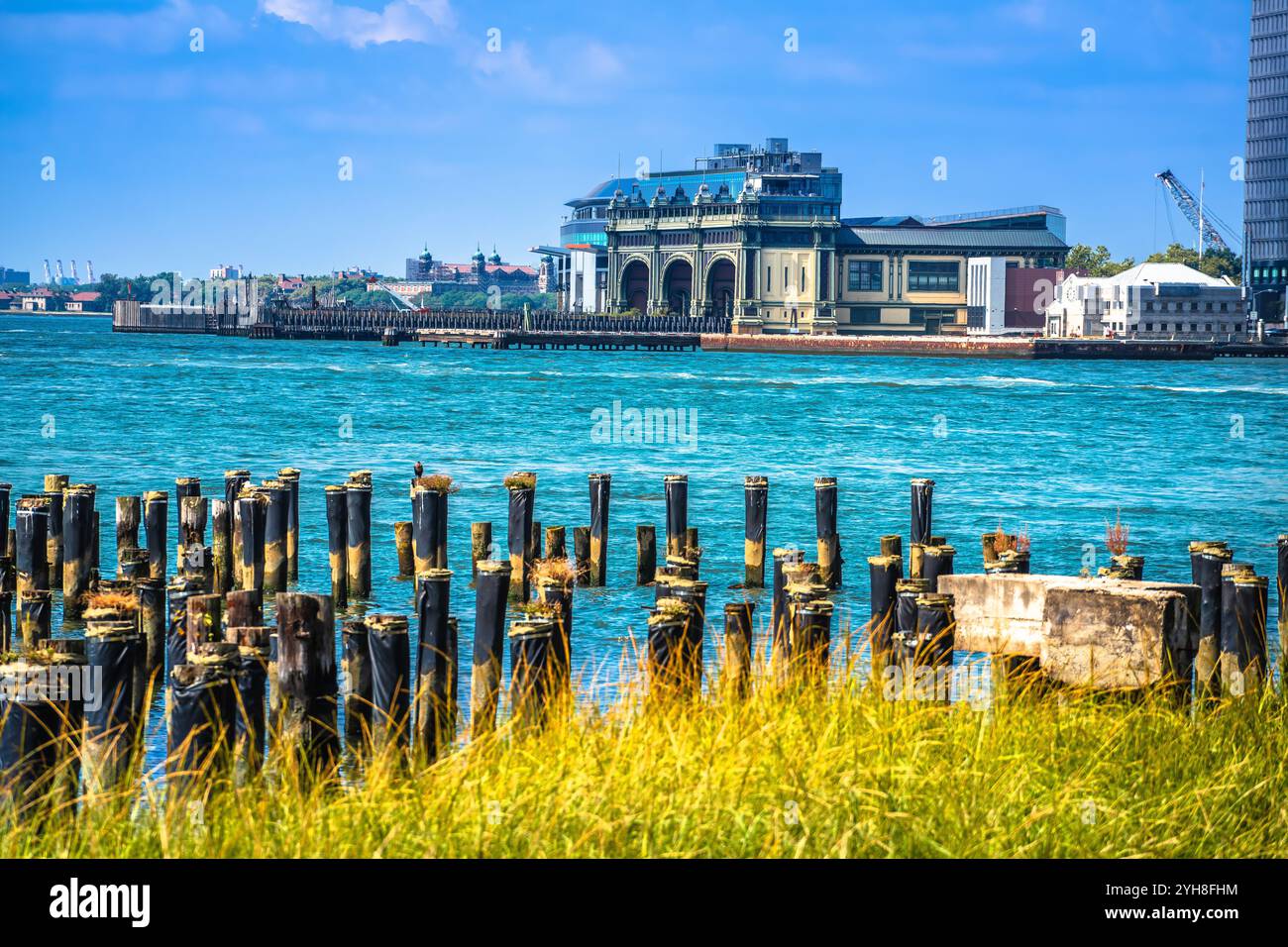 Manhattan ferry terminal station view from Brooklyn , New York city ...
