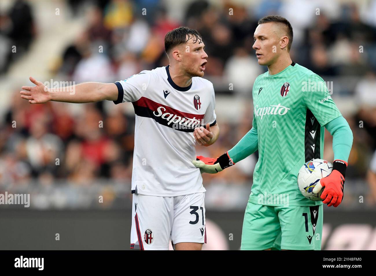 Rome, Italy. 10th Nov, 2024. Sam Beukema and Lukasz Skorupski of ...