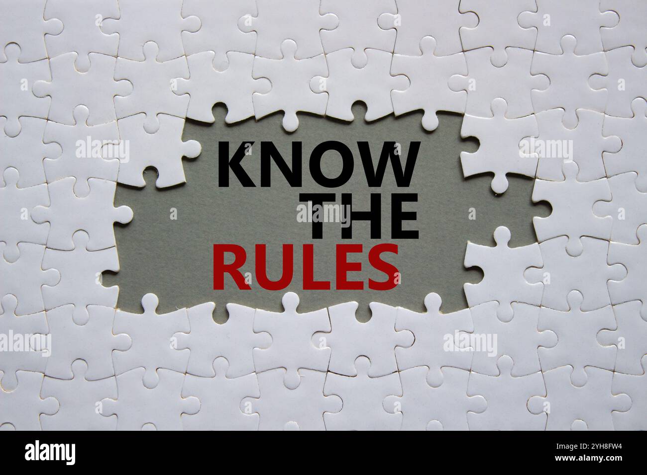 Know the rules symbol. Concept words Know the rules on white puzzle ...